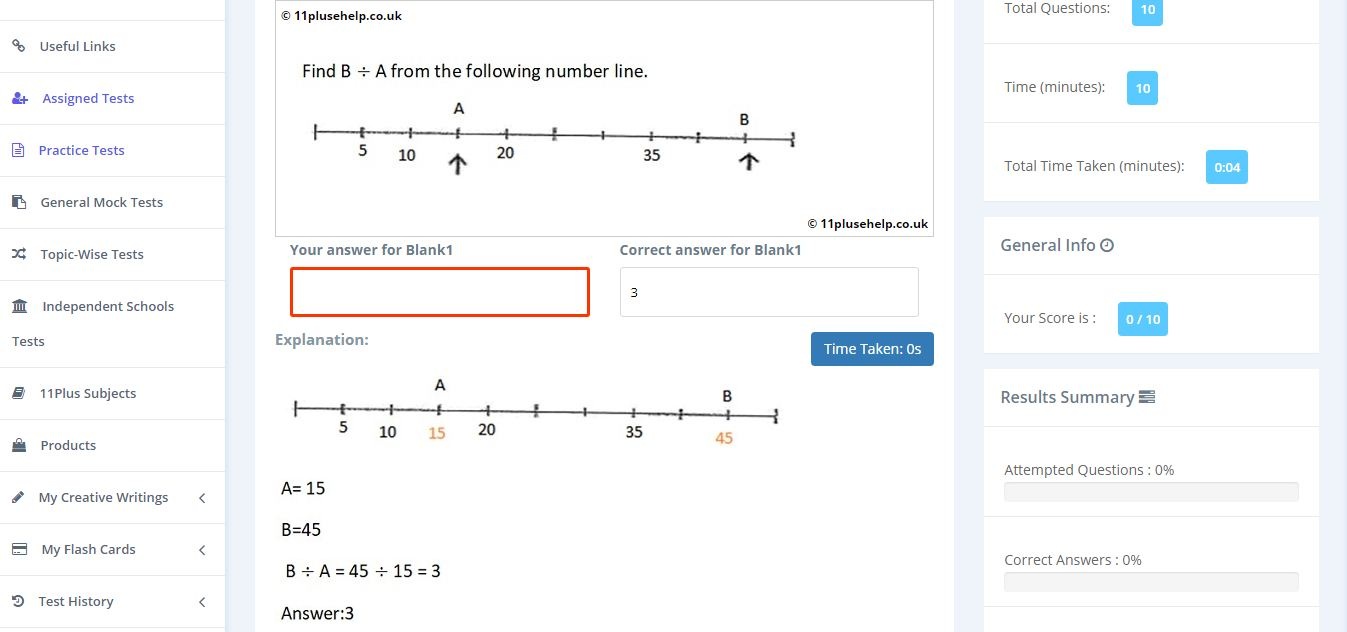 11 Plus Number Lines - 11Plus e Help | 11PluseHelp.co.uk