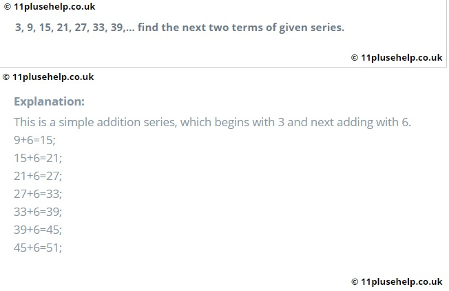 11 Plus Number Sequence - 11Plus e Help | 11PluseHelp.co.uk