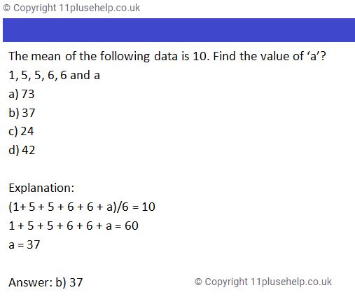 11 Plus FREE Maths Mean, Mode And Range Practice Test 1 - Best 11 Plus ...