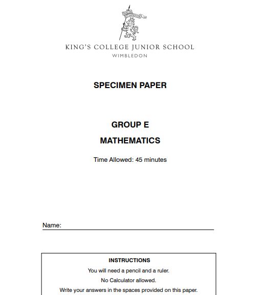 KingsCollege Specimen GrpE Paper - Best 11 Plus Online Practice Exams ...