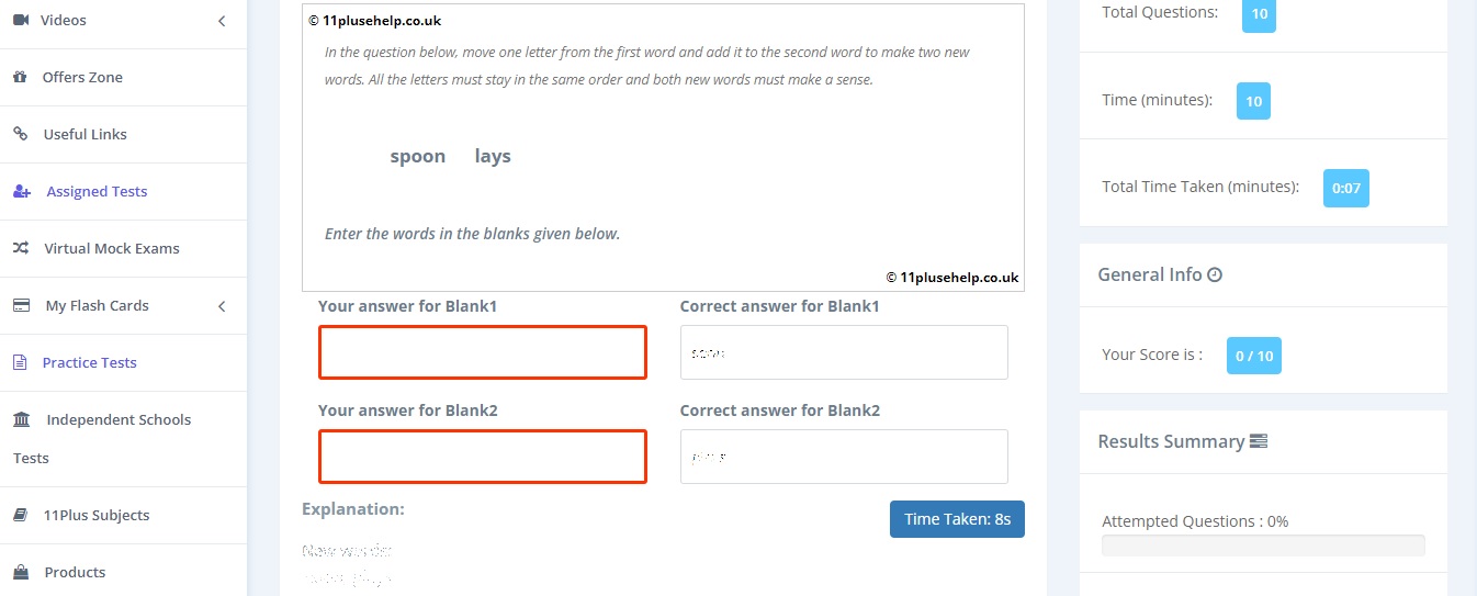 11 Plus VR Move A Letter - Best 11 Plus Online Practice Exams|11+|Free ...